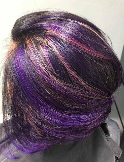 21 Pretty Purple Highlights Ideas For Dark Hair