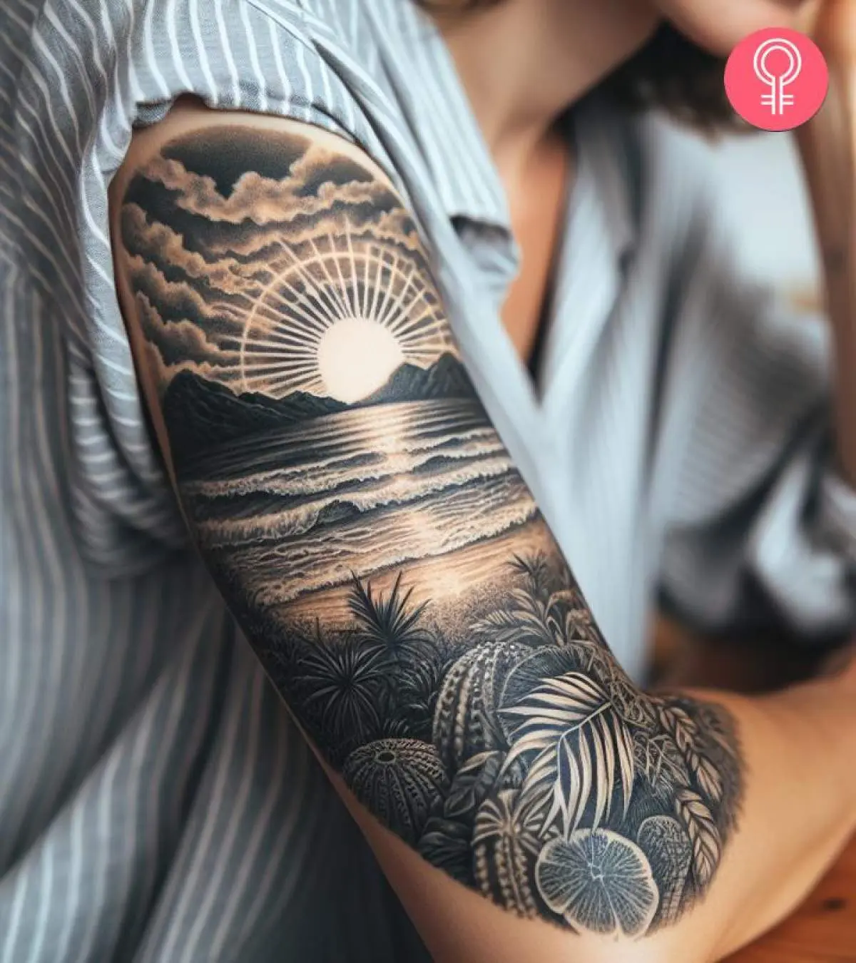 Beach Sunset Tattoo Sleeve