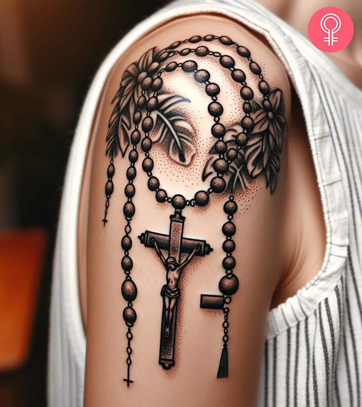 Roman Catholic Cross Rosary Tattoo